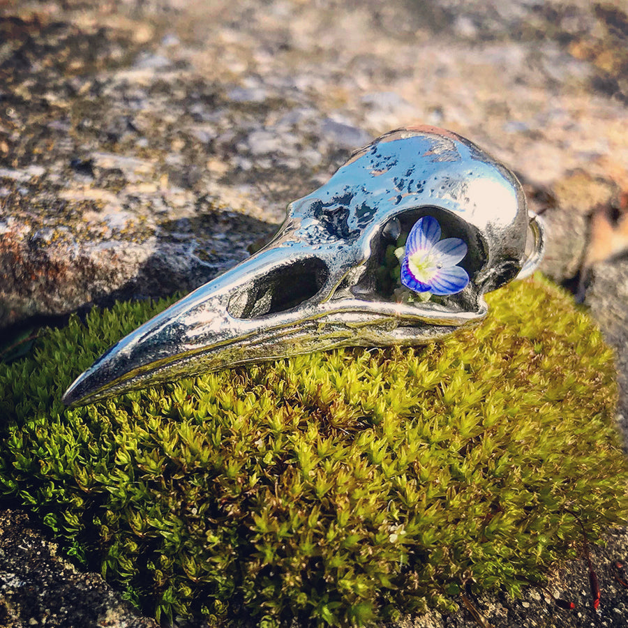 Crow Skull Pendant by Fire & Bone