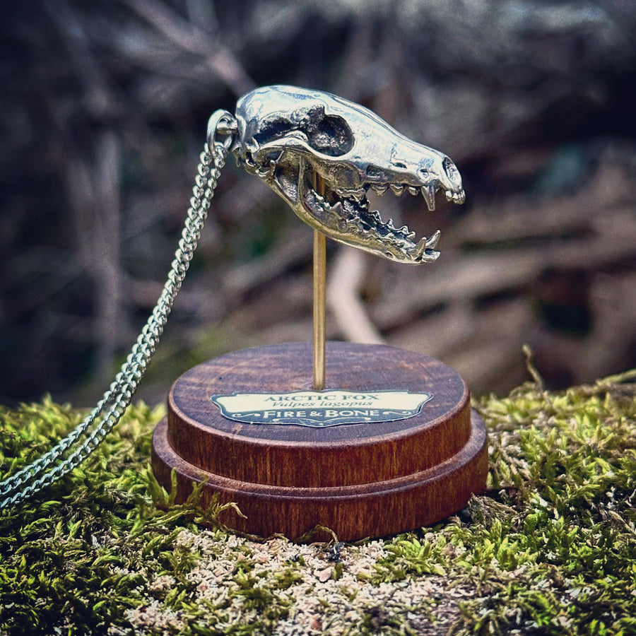 Arctic Fox Skull Pendant by Fire & Bone