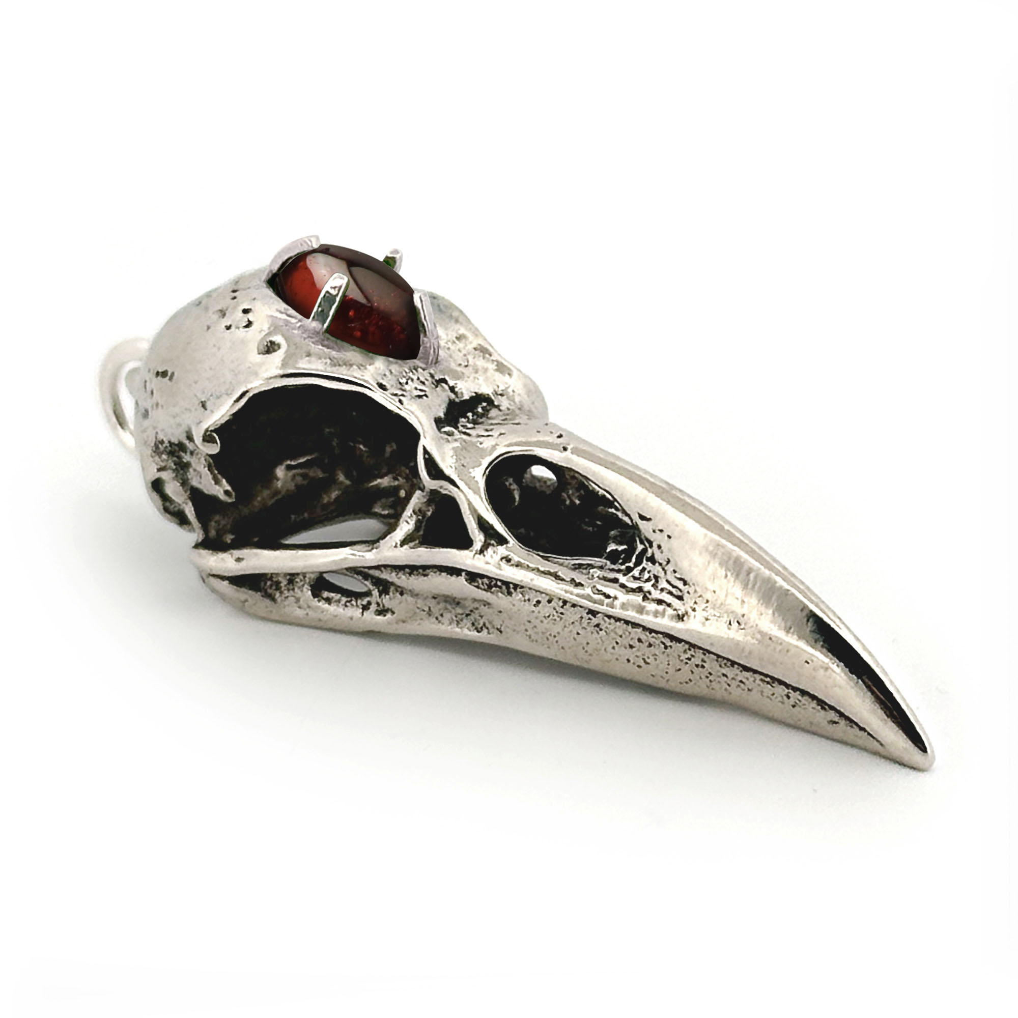 Gemstone Raven Skull Pendant by Fire & Bone